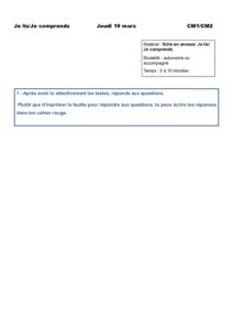 Je lis_Je comprends CM – Ecole Saint Pierre La Chapelle-Hermier